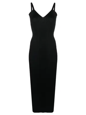 Our Legacy V-neck Ribbed-knit Dress - Black
