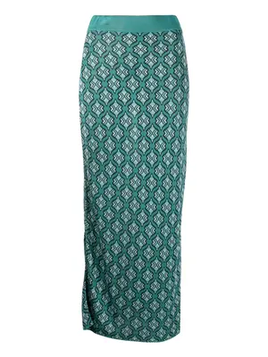 PAULA Jacquard Pencil Skirt - Green