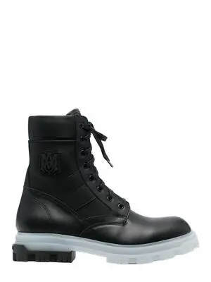 Amiri Logo Patch Combat Boots - Black