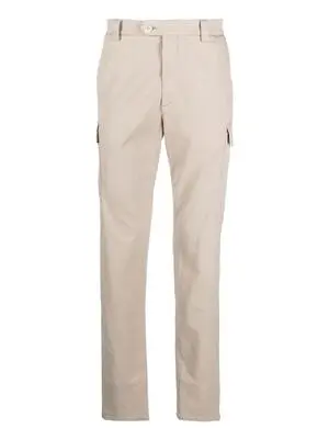 Brunello Cucinelli Stretch-cotton Tapered Trousers - Neutrals