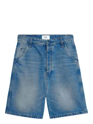 Ami Alex Wide-leg Denim Shorts - Blue