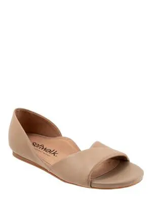 Softwalk Cypress Open Toe Flat - Beige