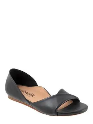 Softwalk Cypress Open Toe Flat - Black