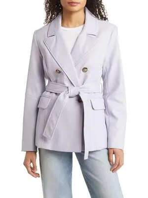 Sanctuary Sanctuary Belted Faux Leather Blazer Lavender