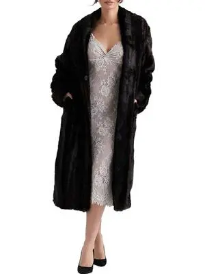 House Of Cb Callie Faux Fur Coat - Dark Brown