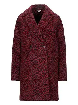 LIU •JO Felted Leopard-print Double-breasted Coat - Red