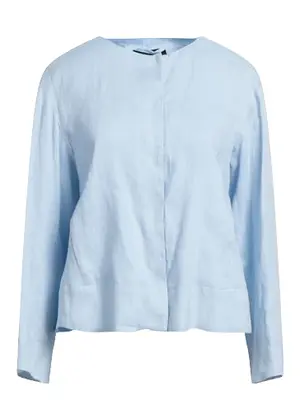 Emporio Armani Single-Breasted Linen Blazer Blue