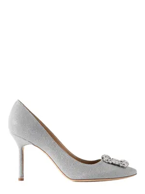 Manolo Blahnik Hangisi 90 Crystal-embellished Pumps - Silver