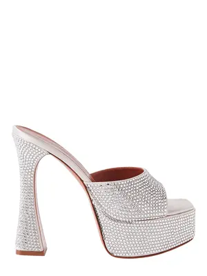 Amina Muaddi Dalida Crystal-embellished Platform Sandals - Silver