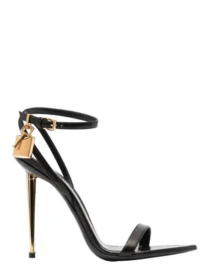 TOM FORD Padlock 105mm Leather Sandals - Black