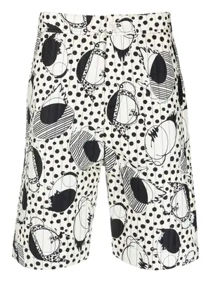 Henrik Vibskov Wheel Abstract-print Quilted Shorts - White