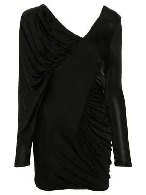 Saint Laurent Draped Mini Dress - Black