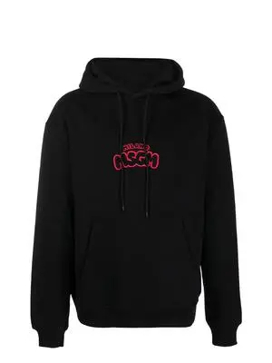 MSGM Embroidered-logo Cotton Hoodie - Black