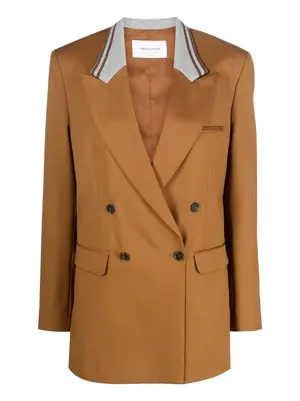 Fabiana Filippi Contrast-collar Double-breasted Blazer - Brown