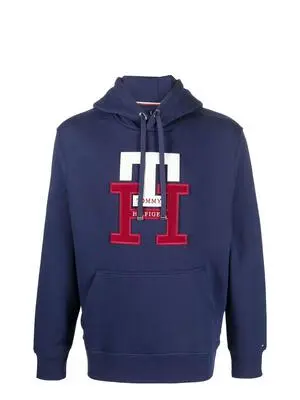 Tommy Hilfiger Logo-appliqué Cotton-blend Hoodie - Blue