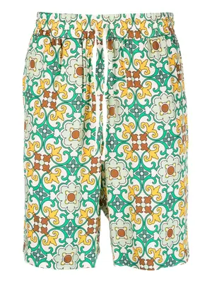 Drole De Monsieur Drôle De Monsieur Faïence Printed Shorts Green