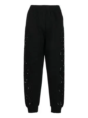 Stella McCartney Cotton Blend Embroidered Drawstring Trousers - Black