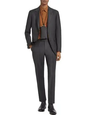 Zegna Pin Dot Trofeo Milano Wool Suit - Dark Grey