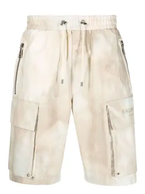 Balmain Faded-effect Cargo Shorts - Neutrals