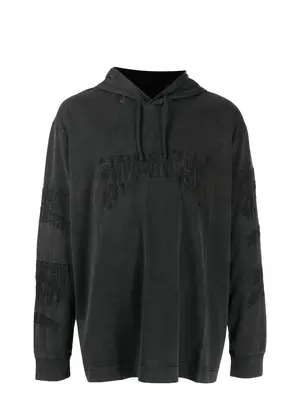 Givenchy Embroidered Logo Faded-effect Hoodie - Black
