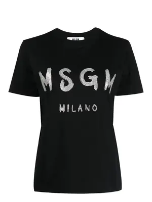 MSGM Logo-print Short-sleeve T-shirt - Black