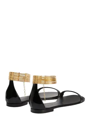 GIUSEPPE ZANOTTI Kay Ankle-strap Flat Sandals - Black