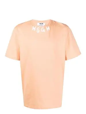 MSGM Logo-print Cotton T-shirt - Orange