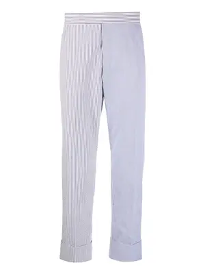 Thom Browne Cropped Seersucker Trousers - Blue