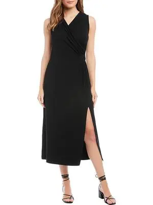 Karen Kane Faux Wrap Midi Dress - Black