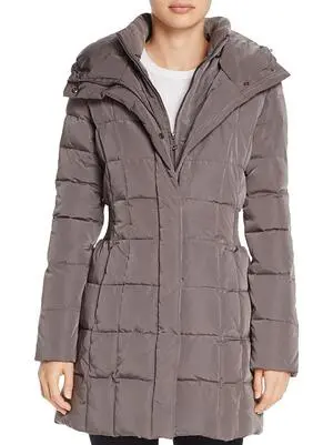 Cole Haan Zip-front Hooded Puffer Coat - Carbon