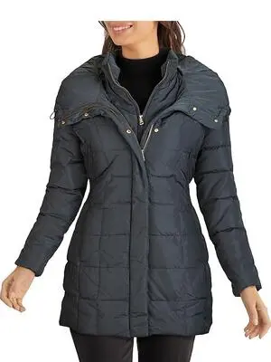 Cole Haan Zip-Front Hooded Puffer Coat Graphite