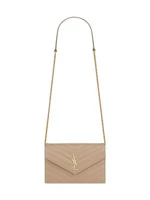 Saint Laurent Cassandre Envelope Shoulder Bag - Dark Beige