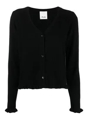 ALLUDE Virgin Wool-Cashmere Cardigan With Ruffle Edge