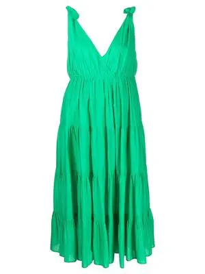 Merlette Adjustable Tie-strap Cotton Dress - Green