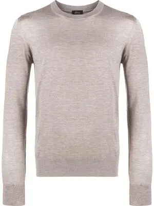Brioni Crew-neck Cashmere-silk Jumper - Neutrals