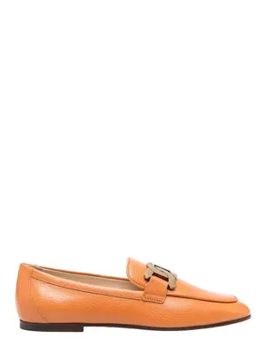 TOD'S Kate Leather Loafers With Gold-tone Chain - Orange