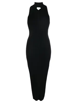 COURREGES Cut-out Ribbed Midi Dress - Black