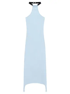COURREGES Ribbed-knit Halterneck Long Dress - Blue