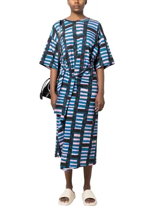 Colville Abstract-print Twisted Midi Dress - Black