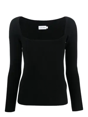 Calvin Klein Long-sleeved Knitted Top - Black