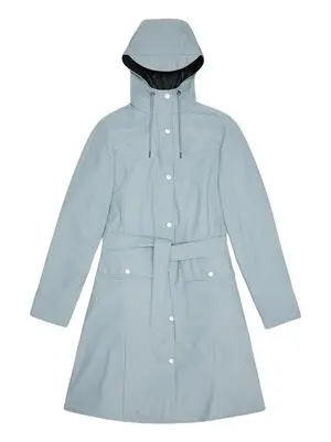 Rains Curve Belted Trench Coat With Drawstring Hood - Pool