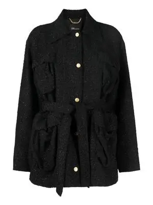 Blumarine Bouclé Button-up Jacket - Black