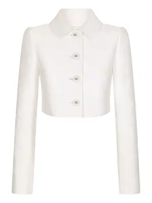 Dolce & Gabbana Dg-logo Jacquard Cropped Jacket - White