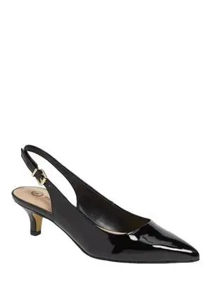 BELLA VITA Scarlette Kitten Heel Slingback Pump - Black Pat