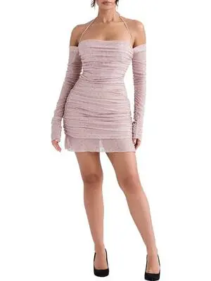 House Of Cb Estella Ruched Mini Dress - Soft Pink