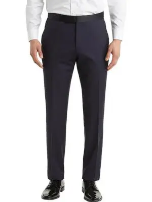 BOSS Genius Virgin Wool Tux Pants - Navy