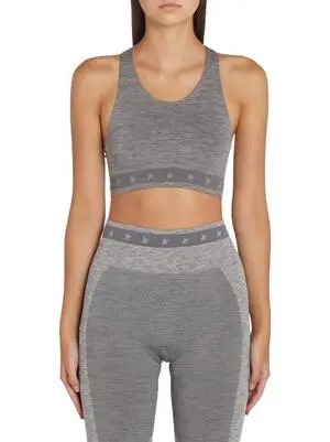 GOLDEN GOOSE Knot Racerback Crop Top - Melange Grey