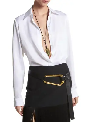 Michael Kors Michael Kors Collection Hansen Charmeuse Shirt 100 Optic White