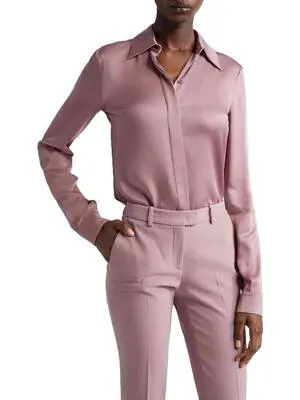 Michael Kors Michael Kors Collection Hansen Charmeuse Shirt Mauve