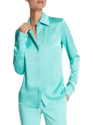 Michael Kors Michael Kors Collection Hansen Charmeuse Shirt Seafoam